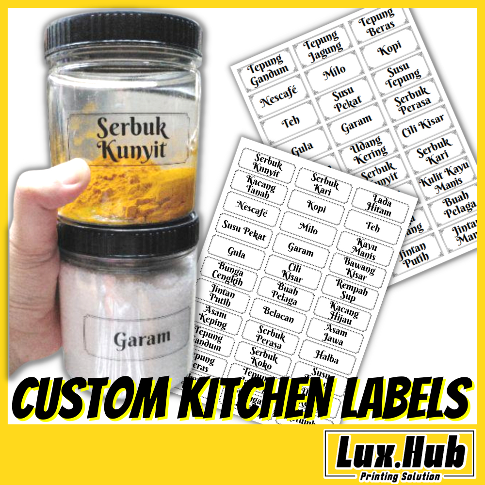 Waterproof Sticker Label Dapur | Transparent Sticker | Label Rempah Pes ...