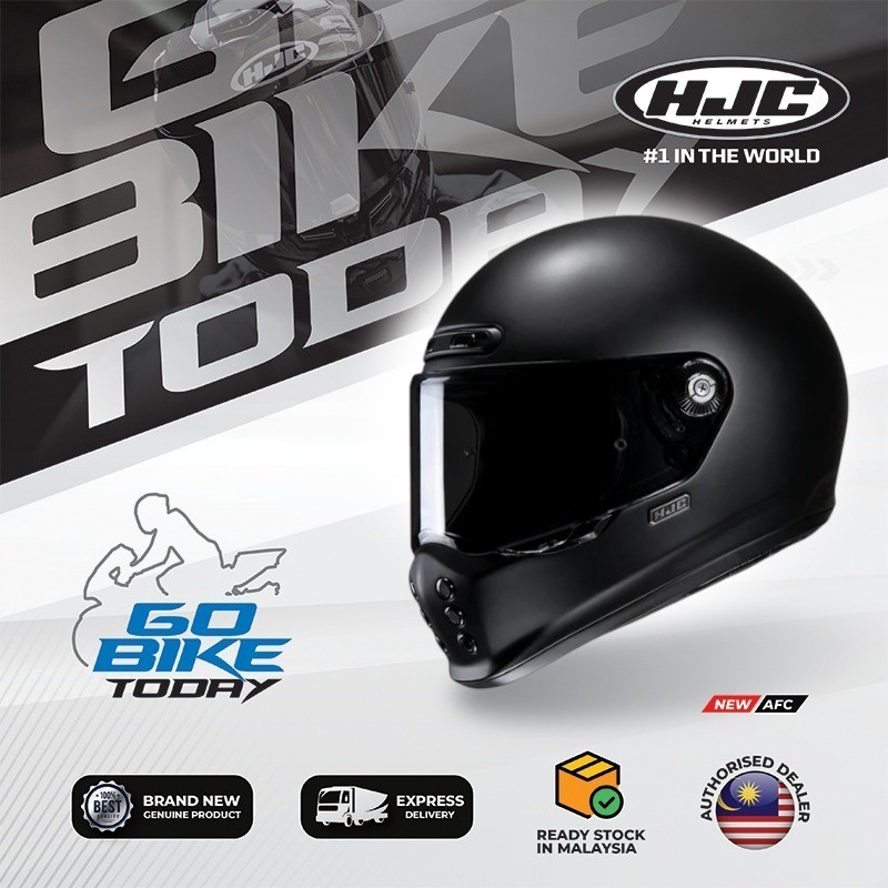HJC V10 SF Black Vintage Helmet | ECE 22.06 | Retro Full Face ...