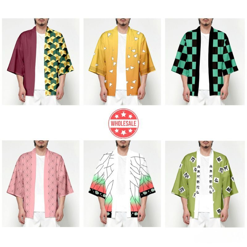 Anime Demon Slayer Kimono Costume Short Sleeves Tanjiro Nezuko Zenitsu ...