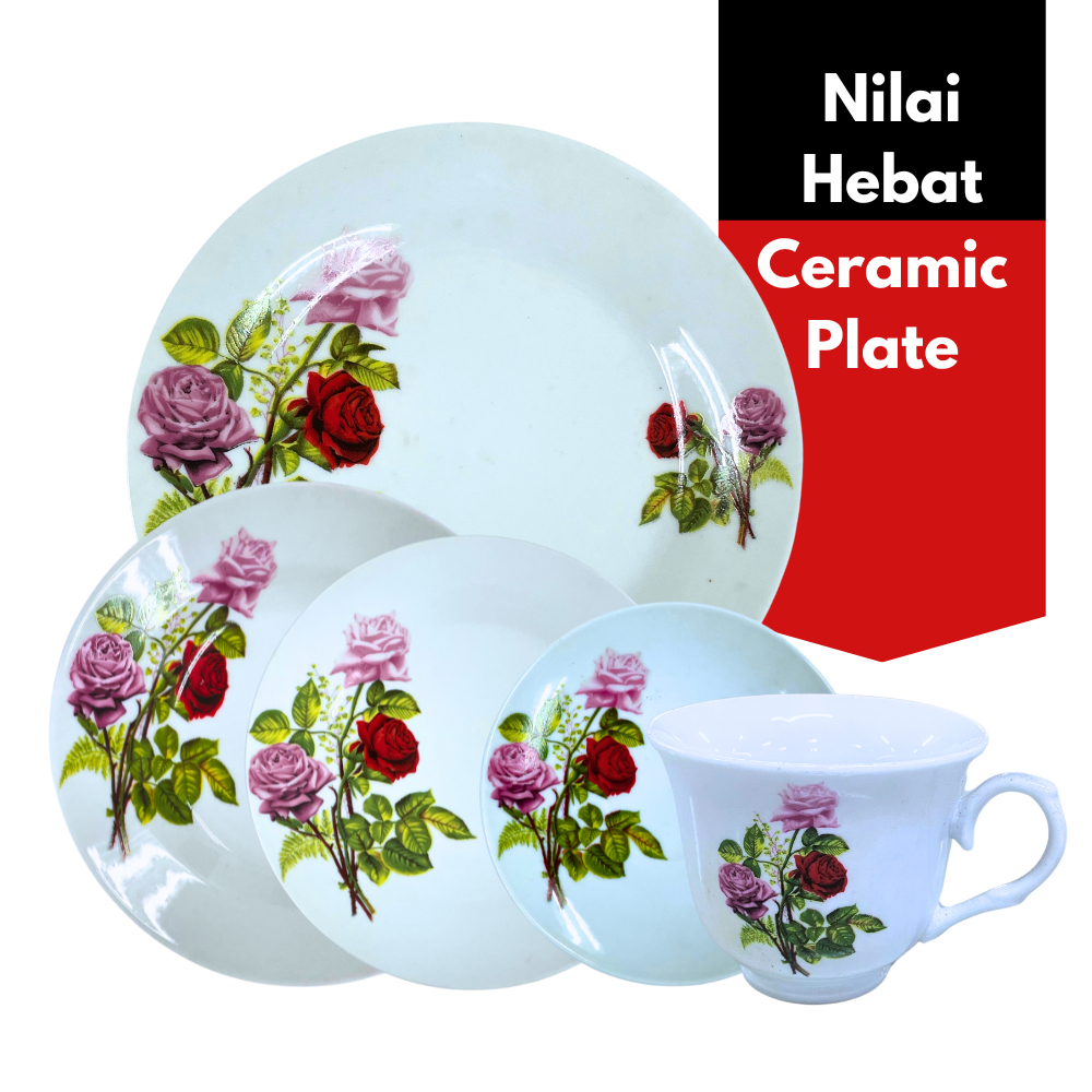 [Nilai Hebat] Satinni Romance Rose Pinggan Seramik | Dinner | Sup ...