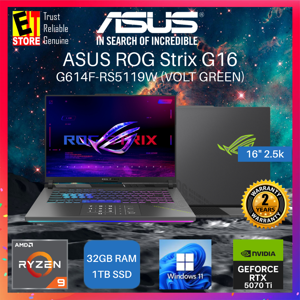 ASUS ROG Strix G16 G614F-RS5119W (RYZEN 9 9955HX3D /32GB/1TB/RTX5070 Ti ...