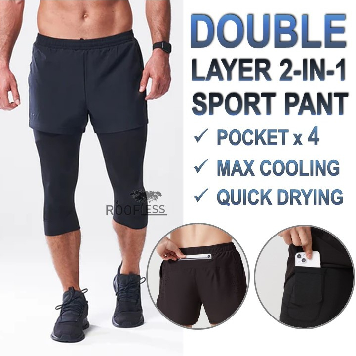 ROOFLESS Running Pants Seluar Running Lelaki 3 Suku Running Pants Men ...