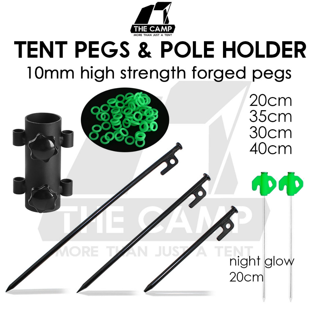Camping Tent Steel Nail Peg and Pole Holder for Flysheet Tarp 20cm 30cm ...