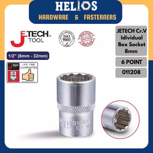 JETECH Box Socket 6 Point 1/2" Standard Length CRV Socket Box Hex ...