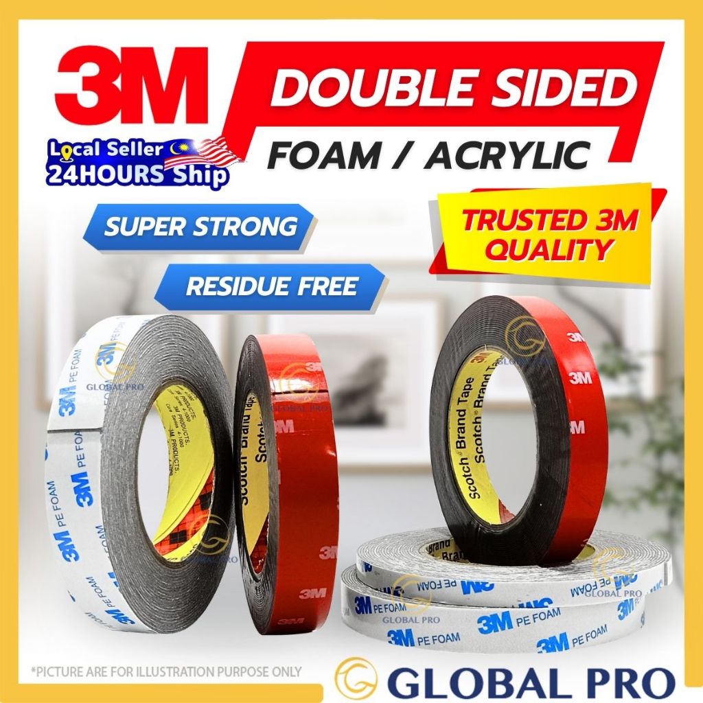 3M Double Sided Tape Heavy Duty Waterproof Pelekat Dinding Mounting ...