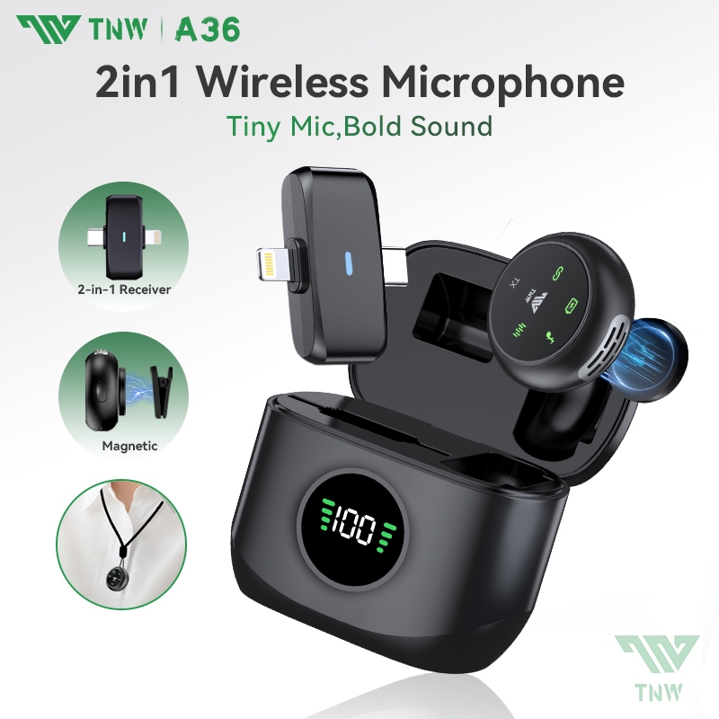 TNW A36 2-In-1 Wireless Lavalier Microphone Noise Cancelling with ...