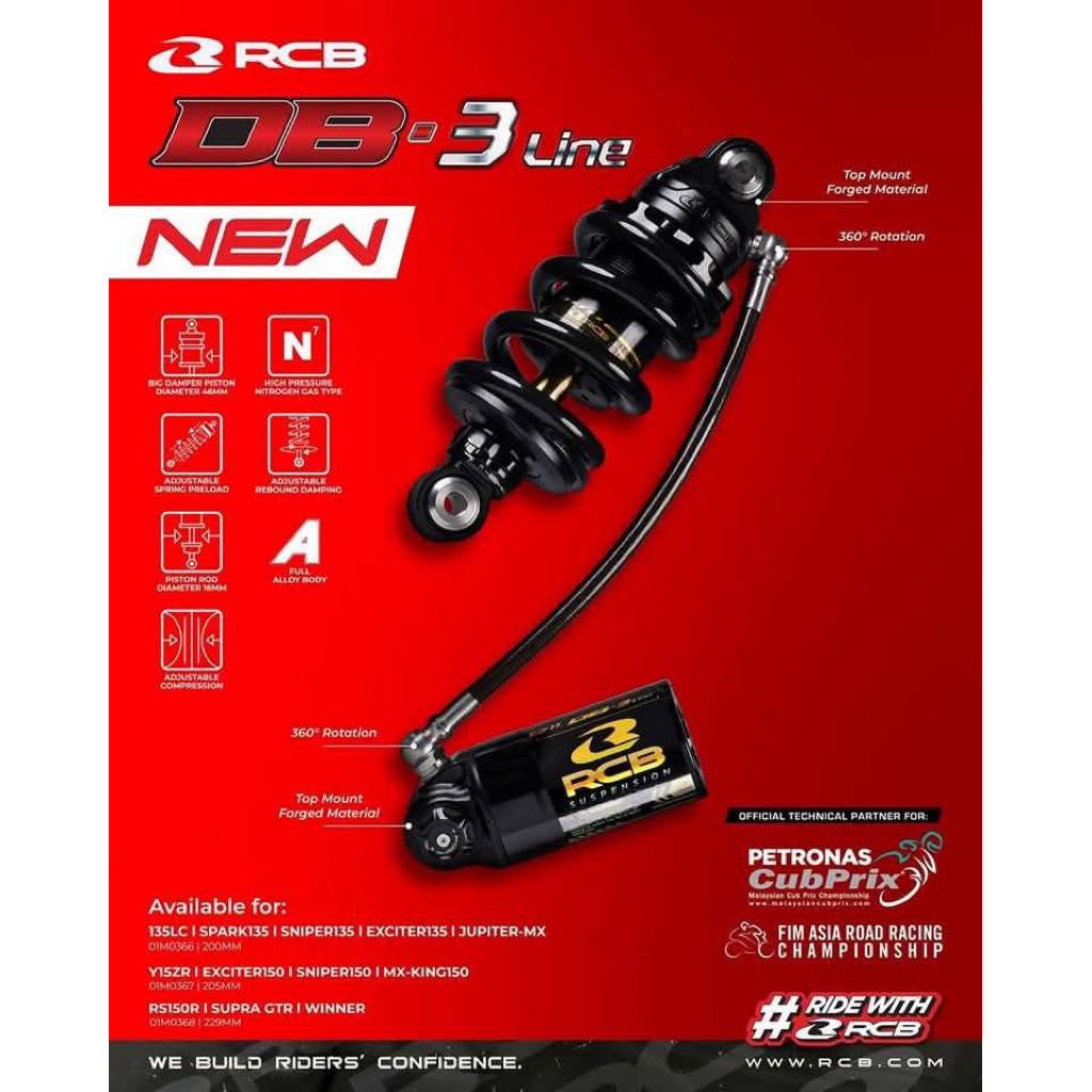 MONOSHOCK RCB DB-3 LINE Y15ZR Y16ZR LC135 V8 MONO RCB DB3 ABSORBER RCB ...