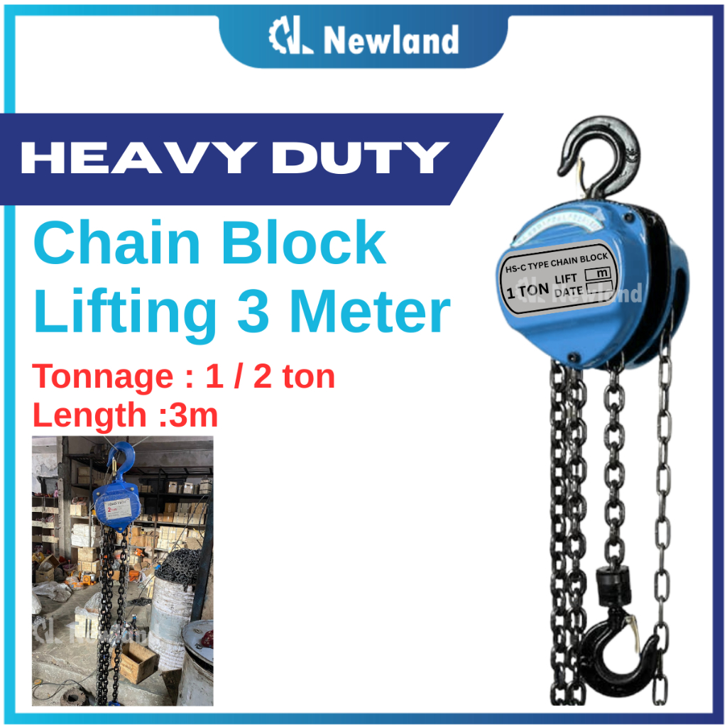 Chain Block 1 Ton / 2 Ton x 3 m / Heavy Duty Chain Block Lifting 3 Meter / Rantai Besi | Shopee ...