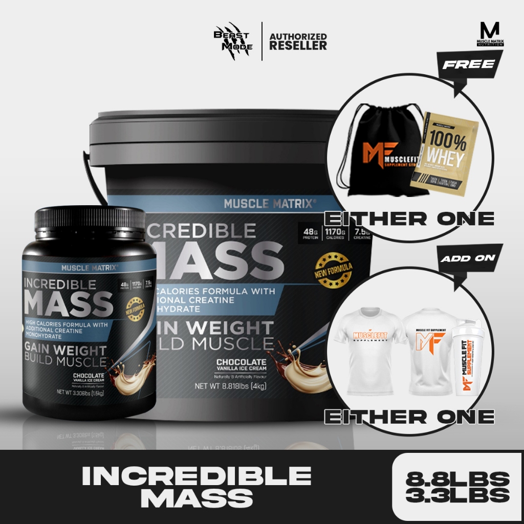 Muscle Matrix Incredible Mass Gainer Weight gain 4 kg | Shopee Malaysia