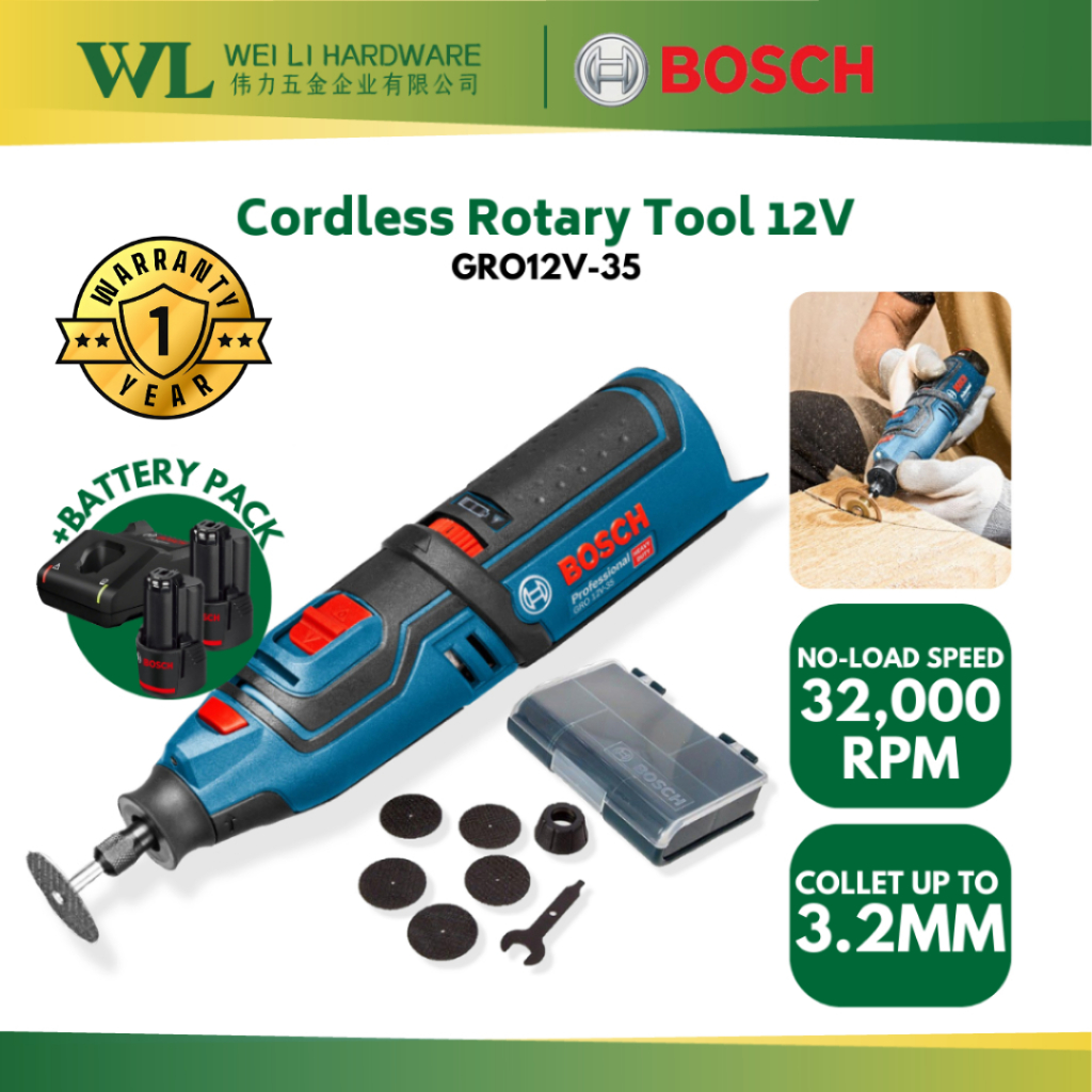 Bosch GRO12V-35 Cordless Rotary Tool 12V/Bosch Rotary Tool Die Grinder ...