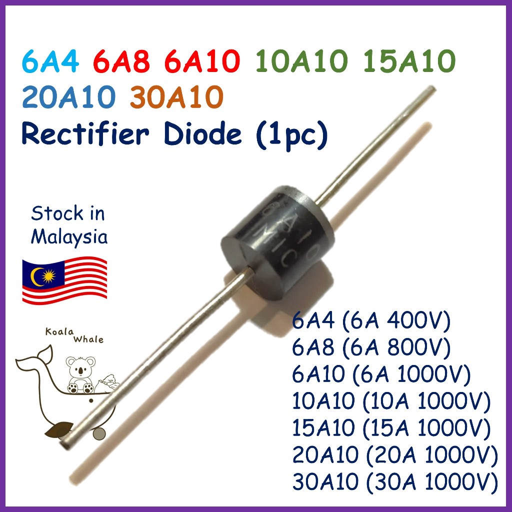 6A4 6A8 6A10 10A10 15A10 20A10 30A10 Rectifier Diode 6A 10A 20A 30A 1000V Dioda Diod | Shopee ...
