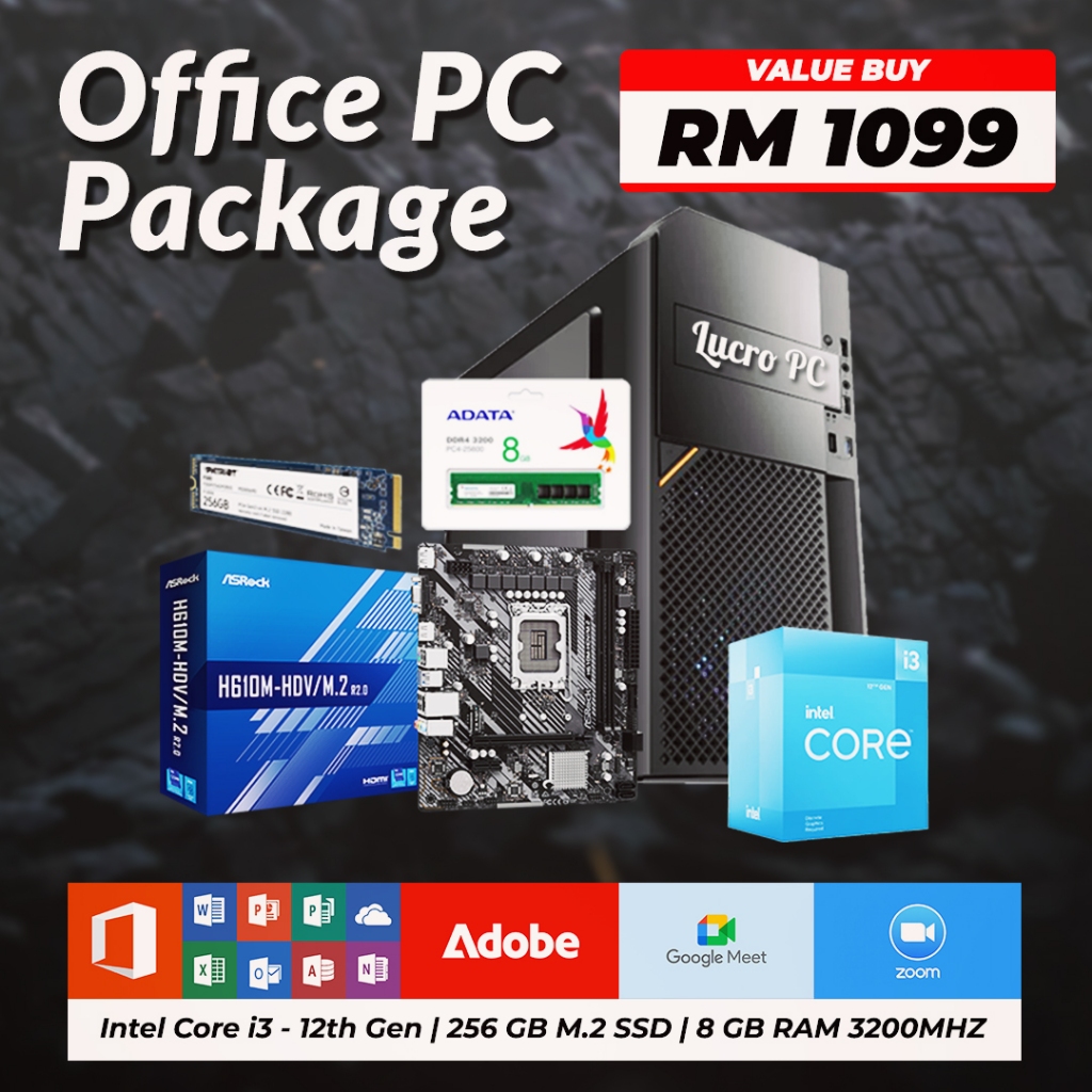 Office PC Intel i3 | 256GB SSD | 8GB RAM | Shopee Malaysia
