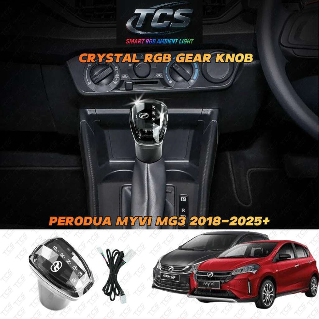 TCS PERODUA MYVI GEN3 2018-2026+ CAR CRYSTAL RGB LED GEAR SHIFT KNOB ...