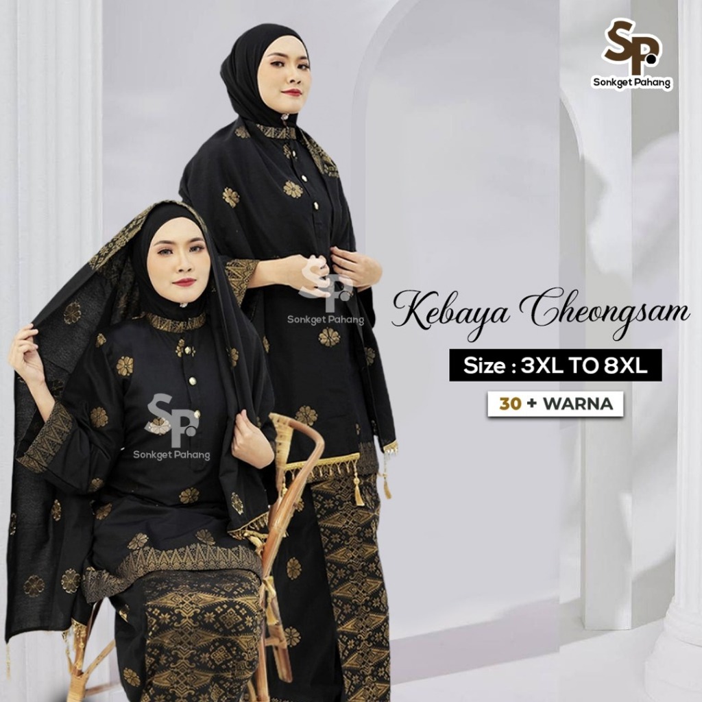 Kebaya Cheongsam + Selendang | Plus Size | 3XL - 8XL | All Colours ...