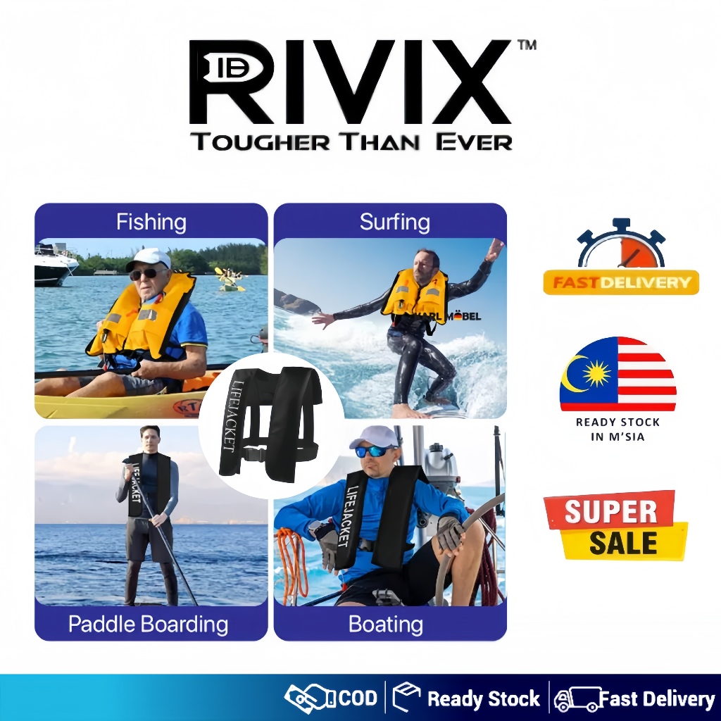 RIVIX Automatic Inflatable Life Jacket Manual Air Colic Car High ...