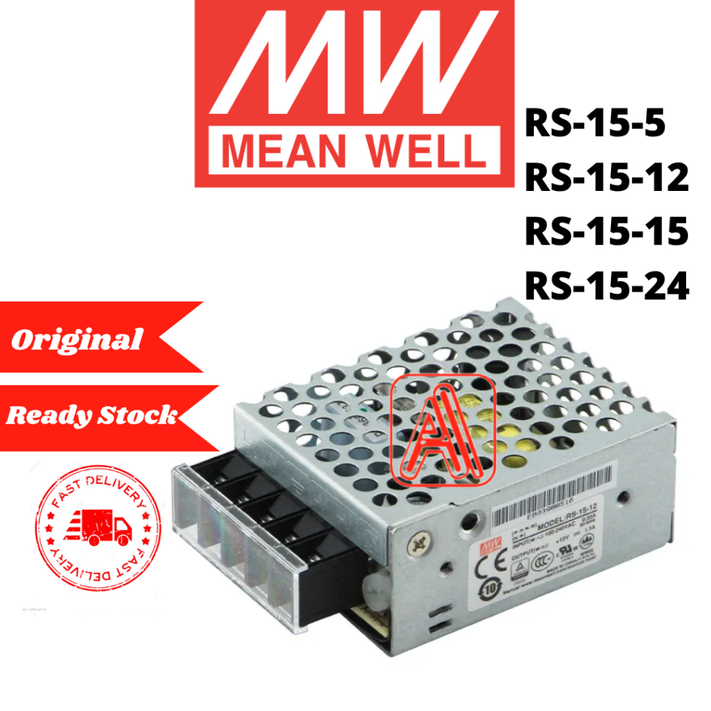 Mean Well RS-15-12 15W 12V MeanWell Single Output Switching Power ...