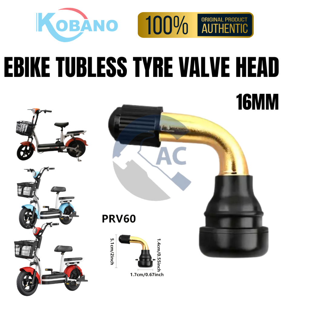 E BIKE TUBELESS TYRE VALVE HEAD 16MM PRV60 FULL COPPER | Tayar Valve ...