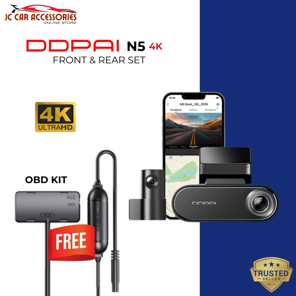 DDPAI N5 Dual DashCam 4K Ultra HD GPS Mapping D2 Dual-Channel Storage Super Capacitor | Shopee ...