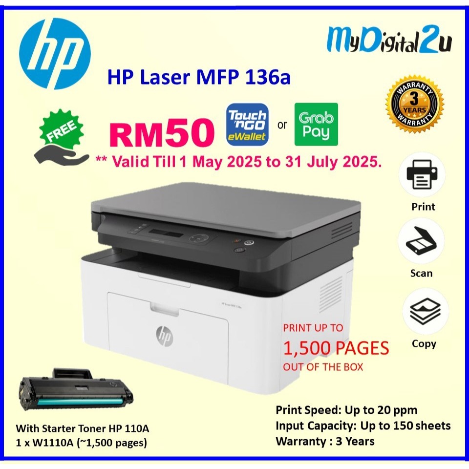 HP Laser MFP M136A Printer | Shopee Malaysia
