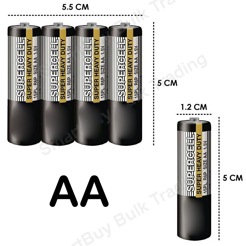 AA Battery Supercell Heavy Duty Carbon Zinc Batteries 1.5V 4pcs (4pcs ...