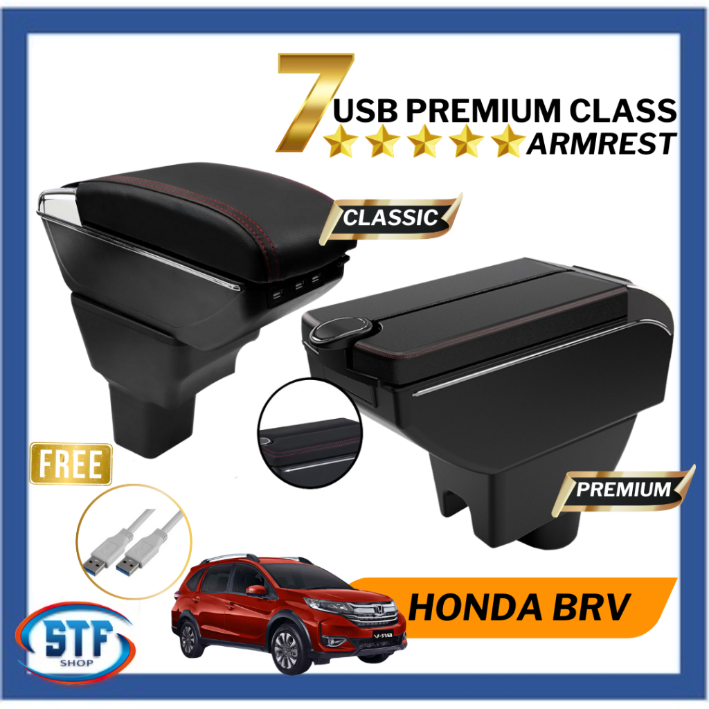 Honda BRV / BR-V Usb Armrest Adjustable 7 Charging Port With Red Line ...