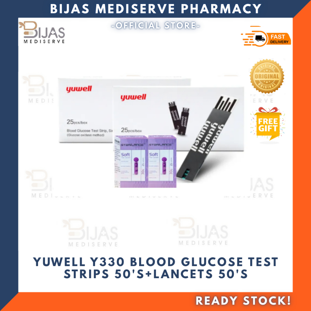 YUWELL Y330 BLOOD GLUCOSE TEST STRIPS 50'S+LANCETS 50'S (EXP:10/2025 ...