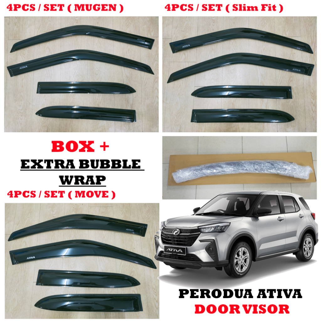 Perodua ATIVA Door Visor MOVE MUGEN Air Press Rain Guard Sunshade ...