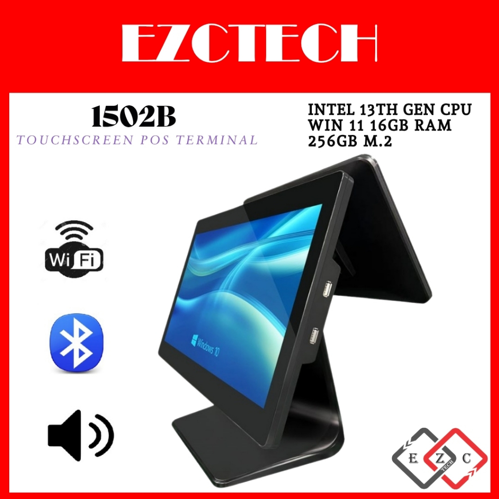 EZCTECH 1502B INTEL i5 DDR4 12th GEN 15.6INCH TOUCHSCREEN DUALSCREN POS ...