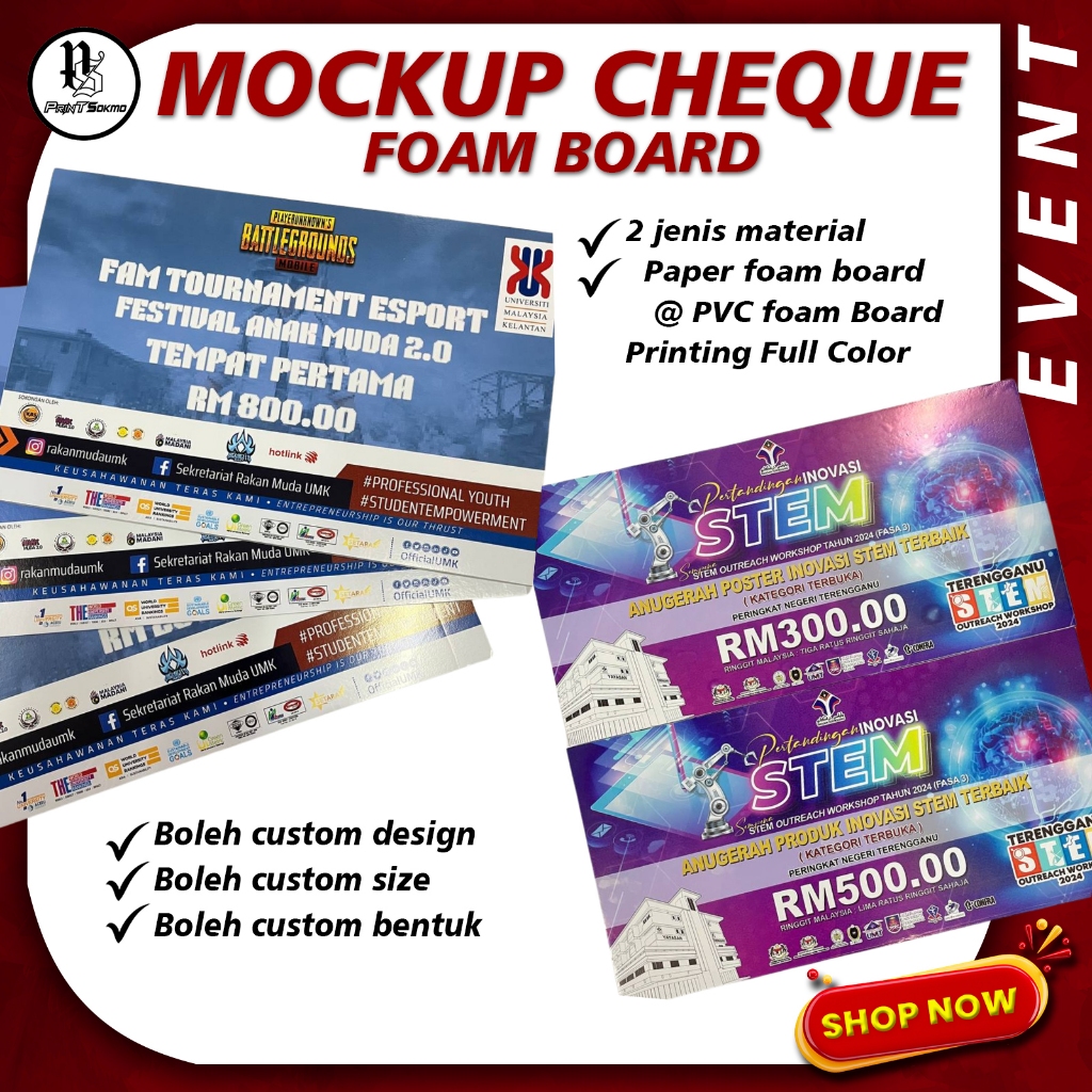 Mock Cek Mockup Cheque Replika Cek Foam Board Full Color Printing ...