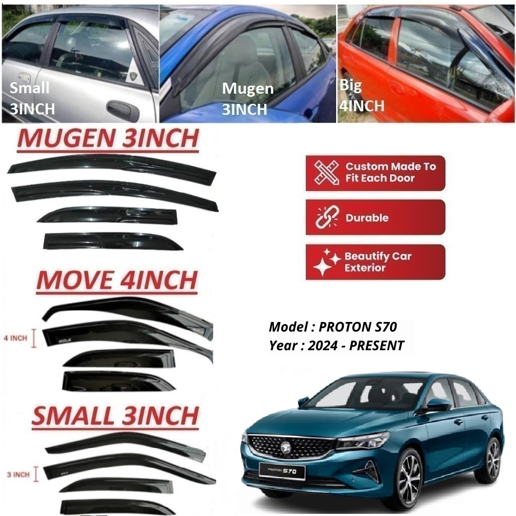 Car Door Visor Proton S70 Air Press Window Cover Rain Guard Mugen Move ...