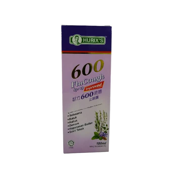 HURIX'S 600 FLU COUGH SYRUP IMPROVED 180 ML 1'S | Shopee Malaysia