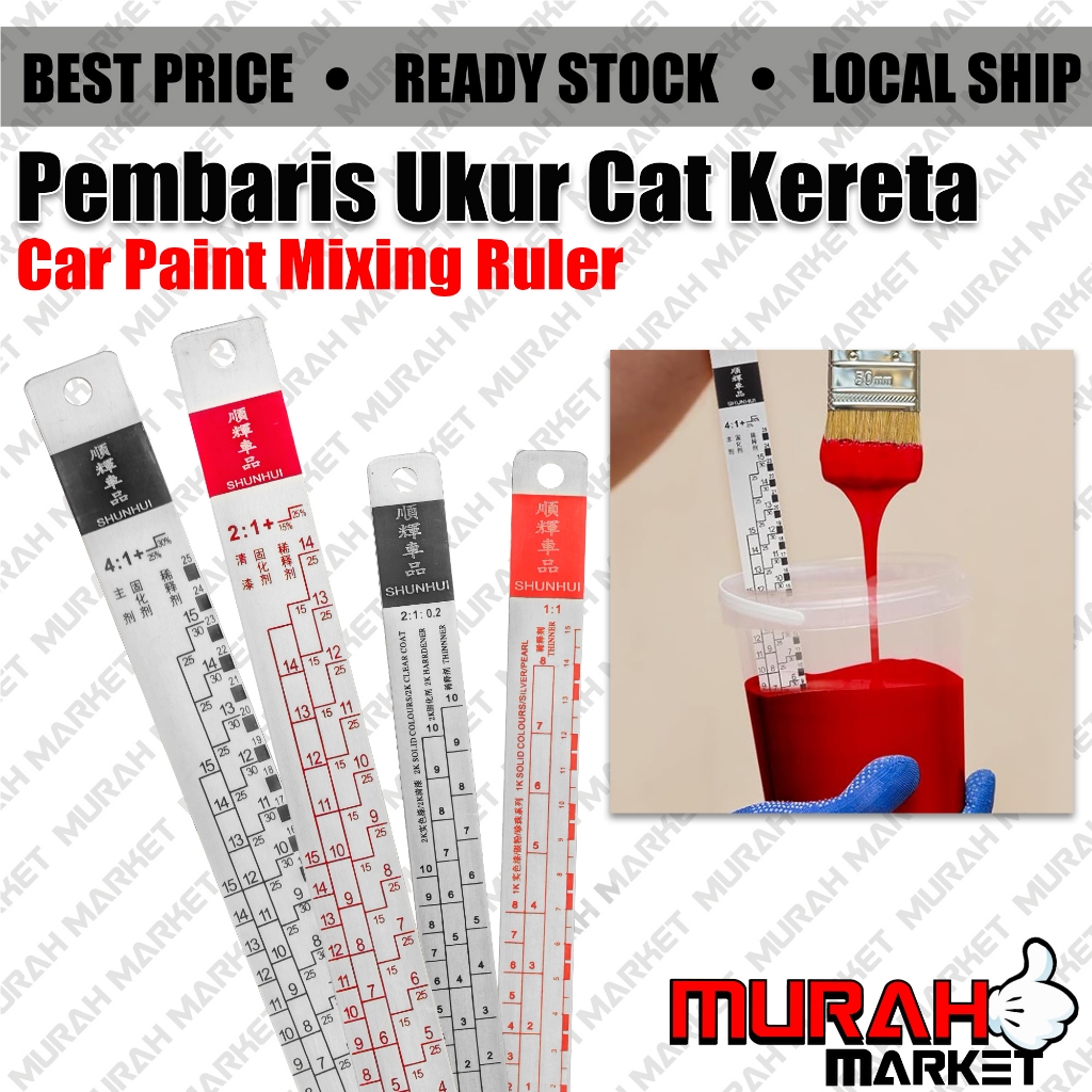 Paint Mixing Ruler Car Paint Measuring Calibration Scale Aluminum ...