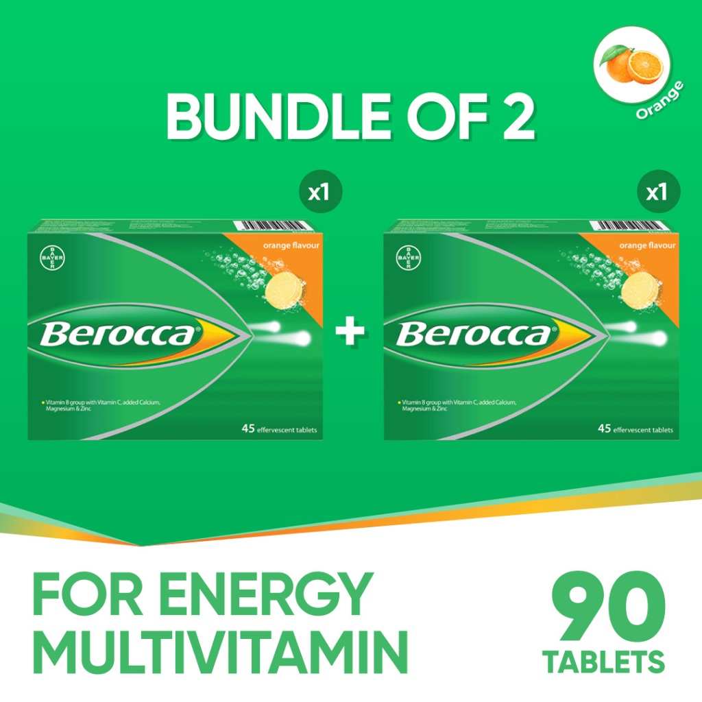 Berocca Orange Effervescent Tablets Multivitamin (45`s x 2) | Shopee Malaysia