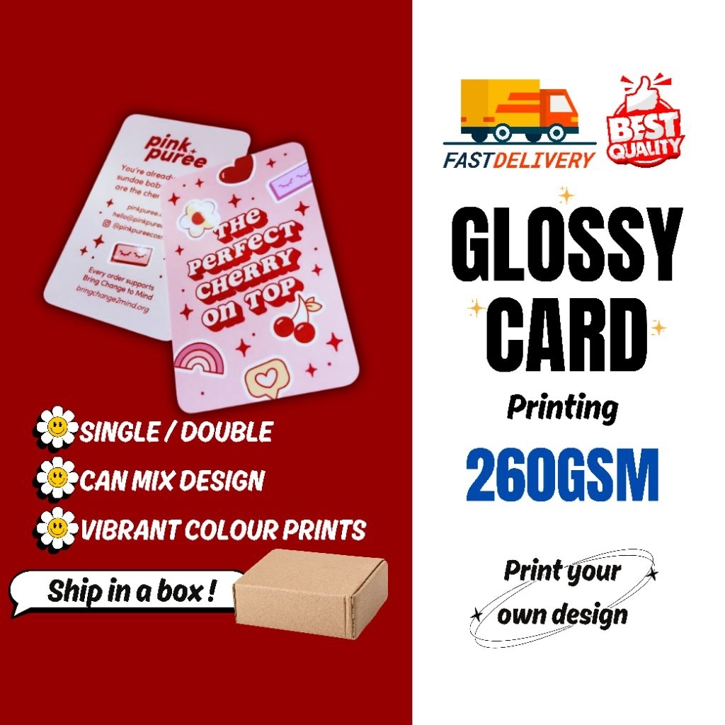 260gsm Glossy Card Printing - Business Card, Thank You Card, Packaging ...