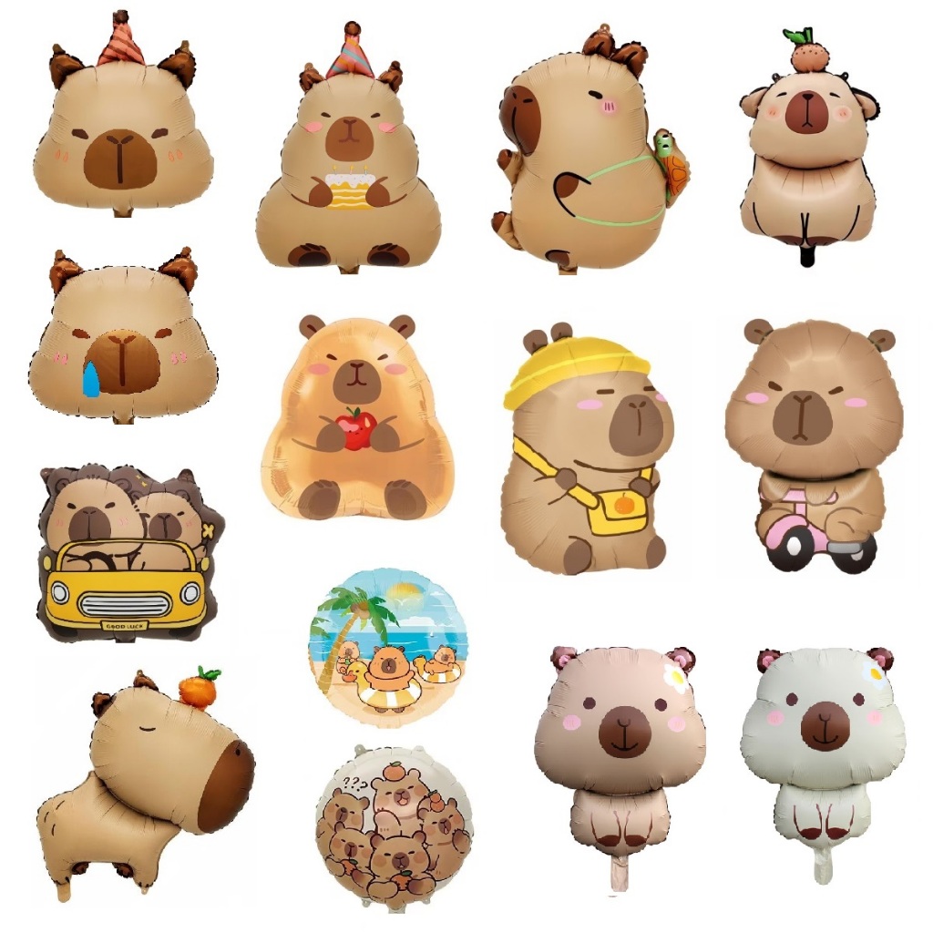 [Ready Stock] Capybara Themed Foil Balloon Decoration Animal Birthday ...