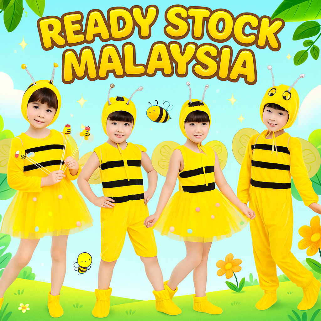 (Ready Stock) Kids Bee Costume Cartoon Animal Outfit for Dance School ...