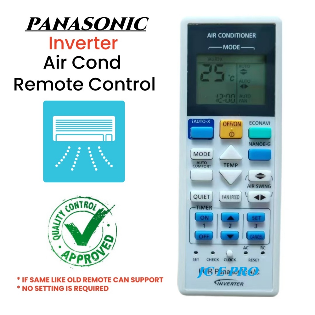 Panasonic Air Cond Remote Control for Inverter Series 1HP 1.5HP 2HP 2 ...