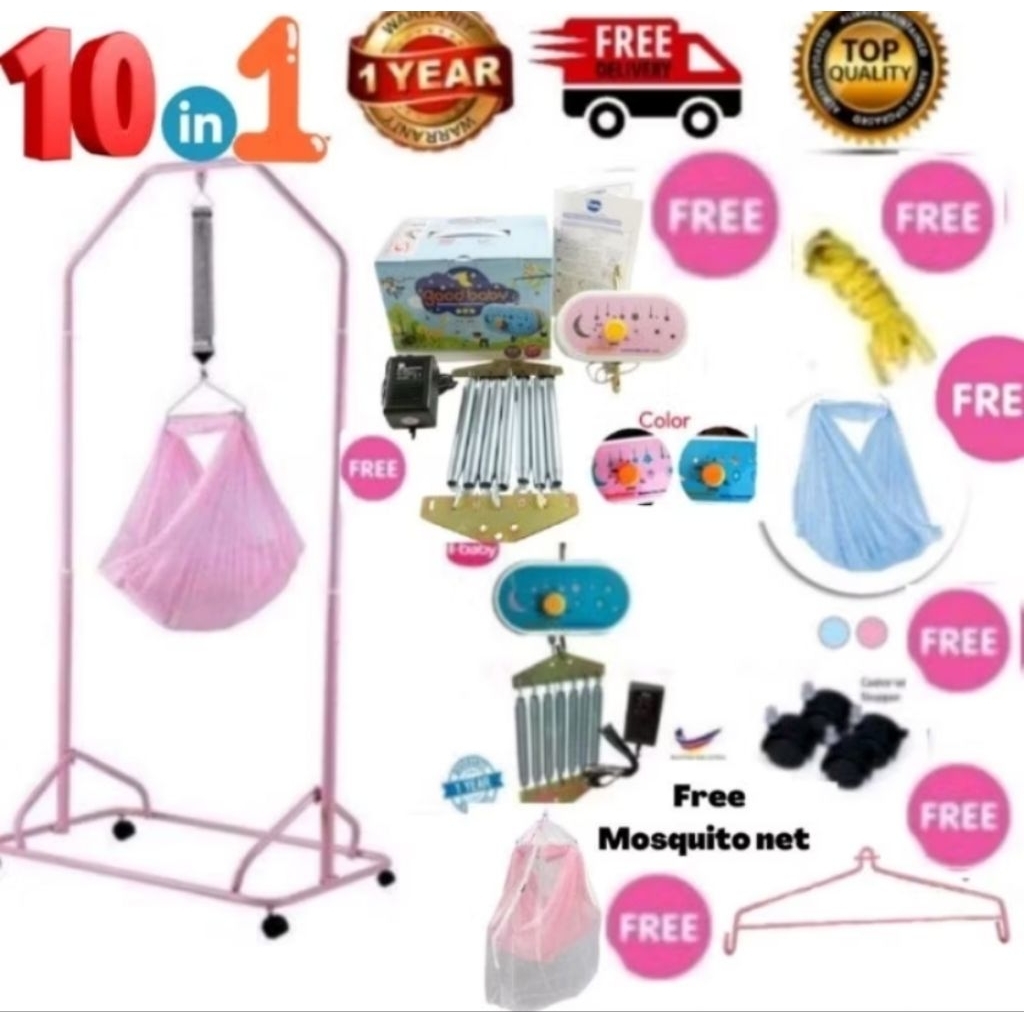 1 Year Warranty💖Full Set Rangka Besi Buai💖10in1 Cradle Stand/Besi ...