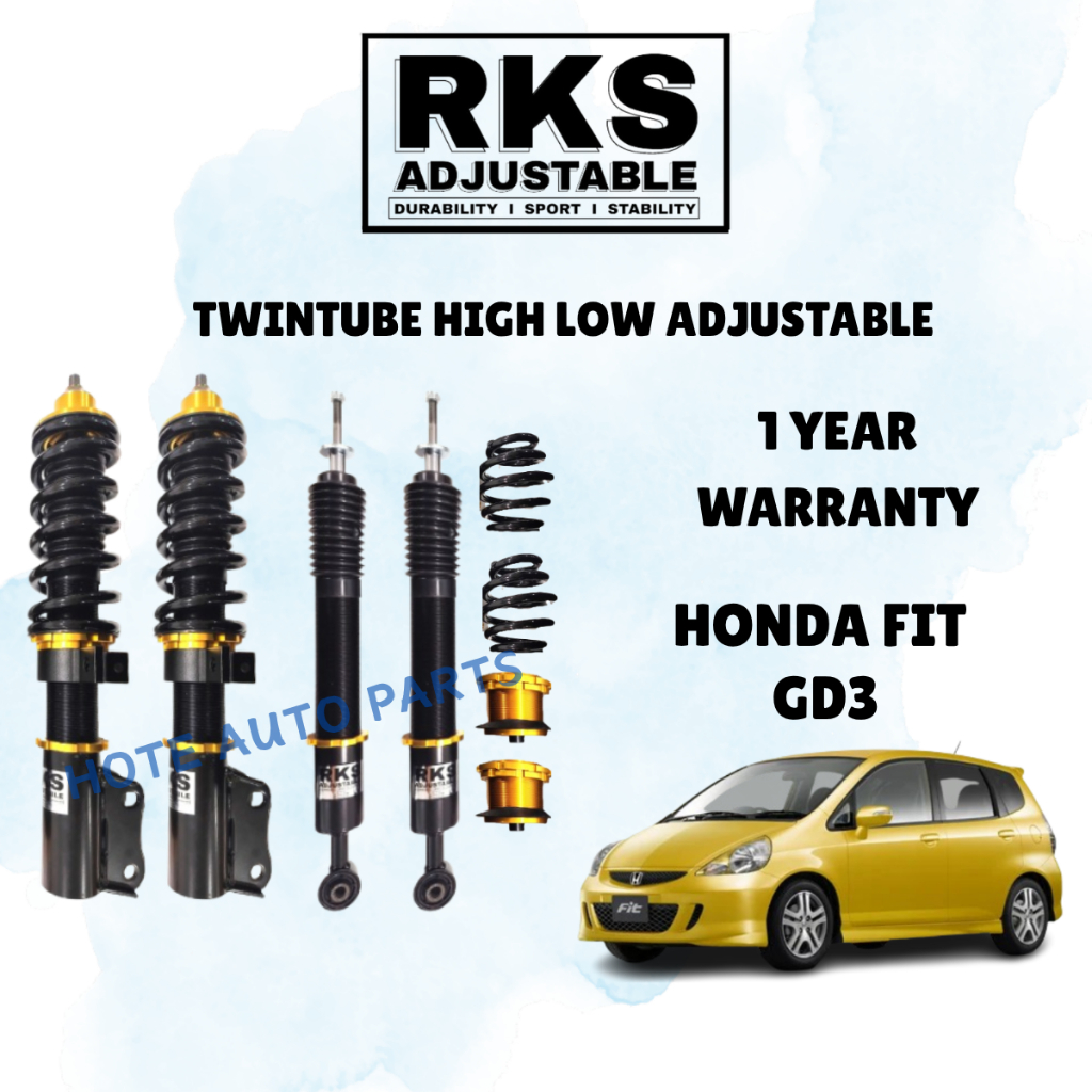 HONDA FIT GD3 ADJUSTABLE ABSORBER SET RKS 1 YEAR WARRANTY (2002-2006 ...