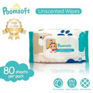 POOMSOFT Non Alcohol Small Baby Wet Wipes/Wet Tissue (80 Pcs/Pack ...