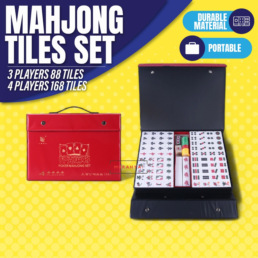 Ready Stock Mahjong set 麻將 4人 3人 4 players (168 tiles) 3 players (88 ...