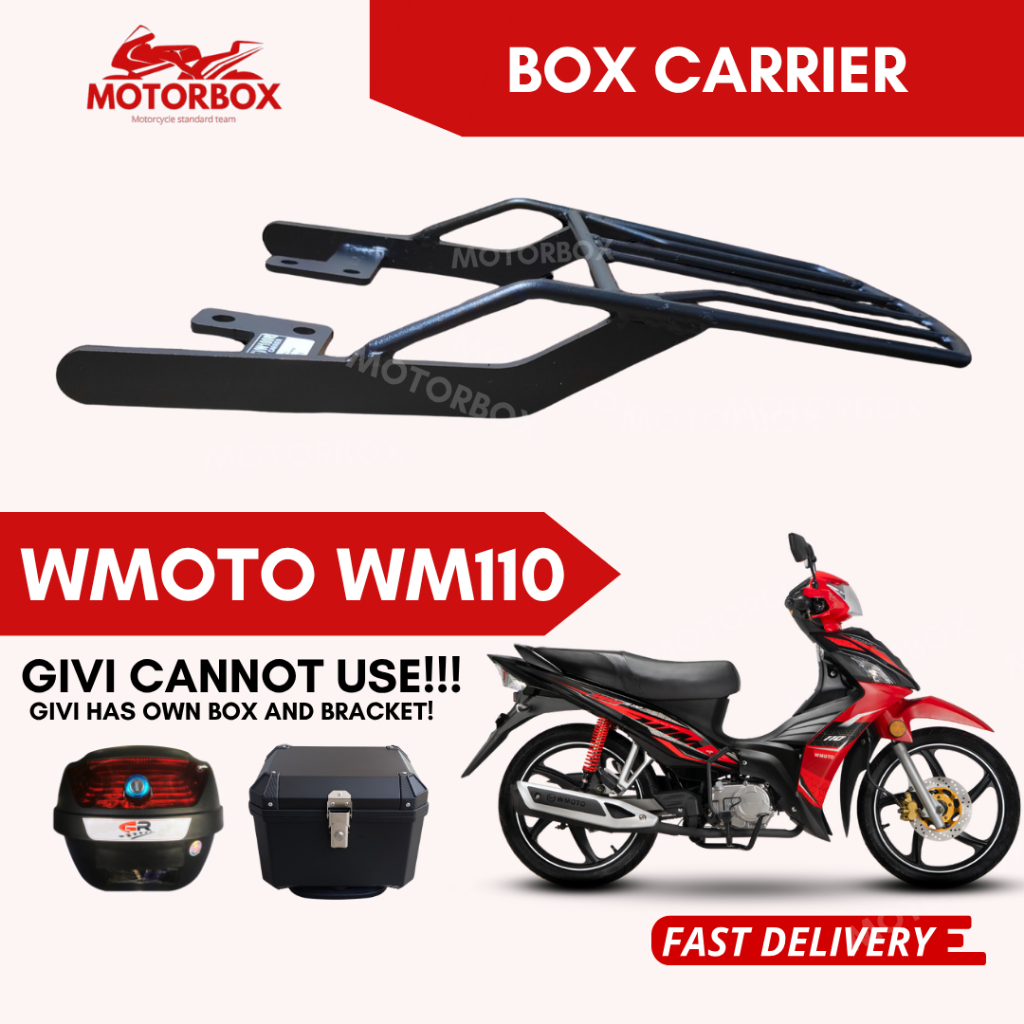 WMOTO WM110 WM 110 W100R REAR BOX MONORACK BOX CARRIER KAKI HEAVY DUTY ...