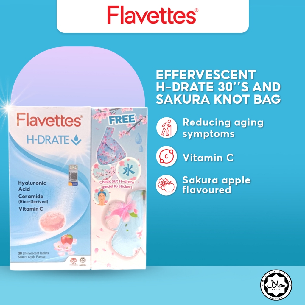 Flavettes Effervescent H-Drate 30's (FOC Knot Bag) | Shopee Malaysia