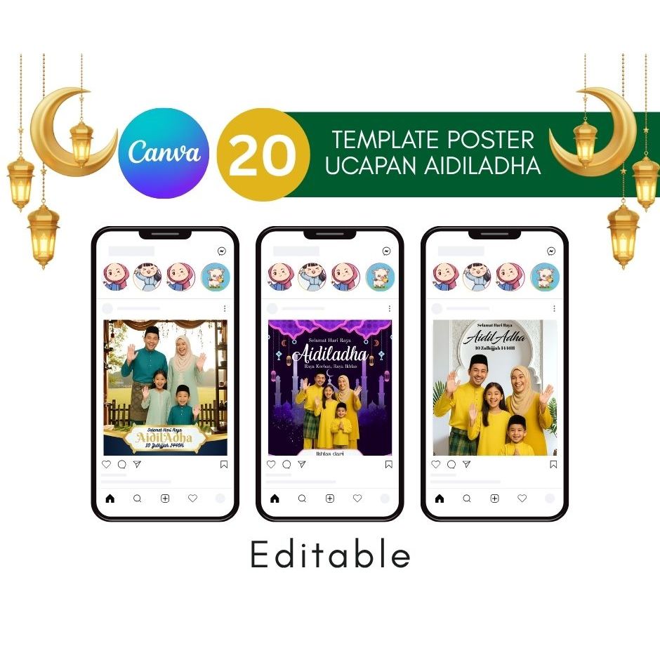 Poster Raya Haji 2025 – Template Digital Canva Boleh Edit Sendiri ...