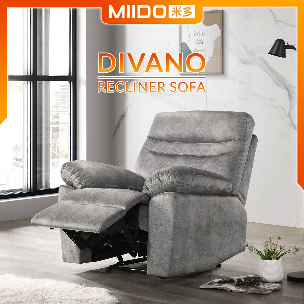 Miido Divano 1 Seater Recliner Sofa /Marble Velvet Fabric With Steel ...