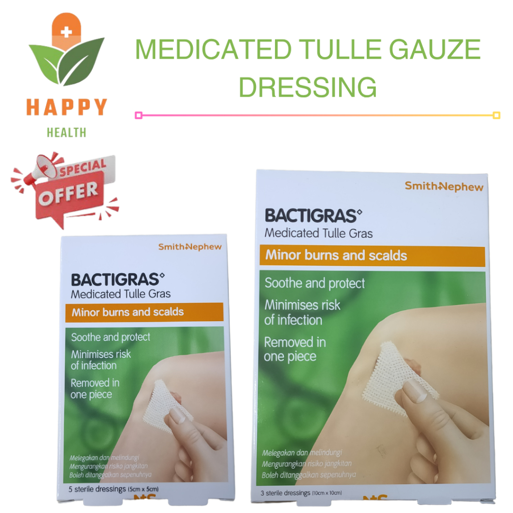 Smith Nephew Bactigras Medicated Tulle Gras Dressing ( 5cm | 10cm ...