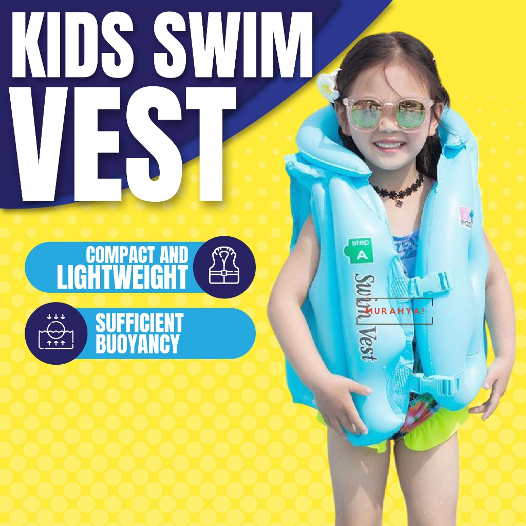 Kids Life Jacket Vest Swimming Inflatable Vest Swimsuit Floatable Swim ...