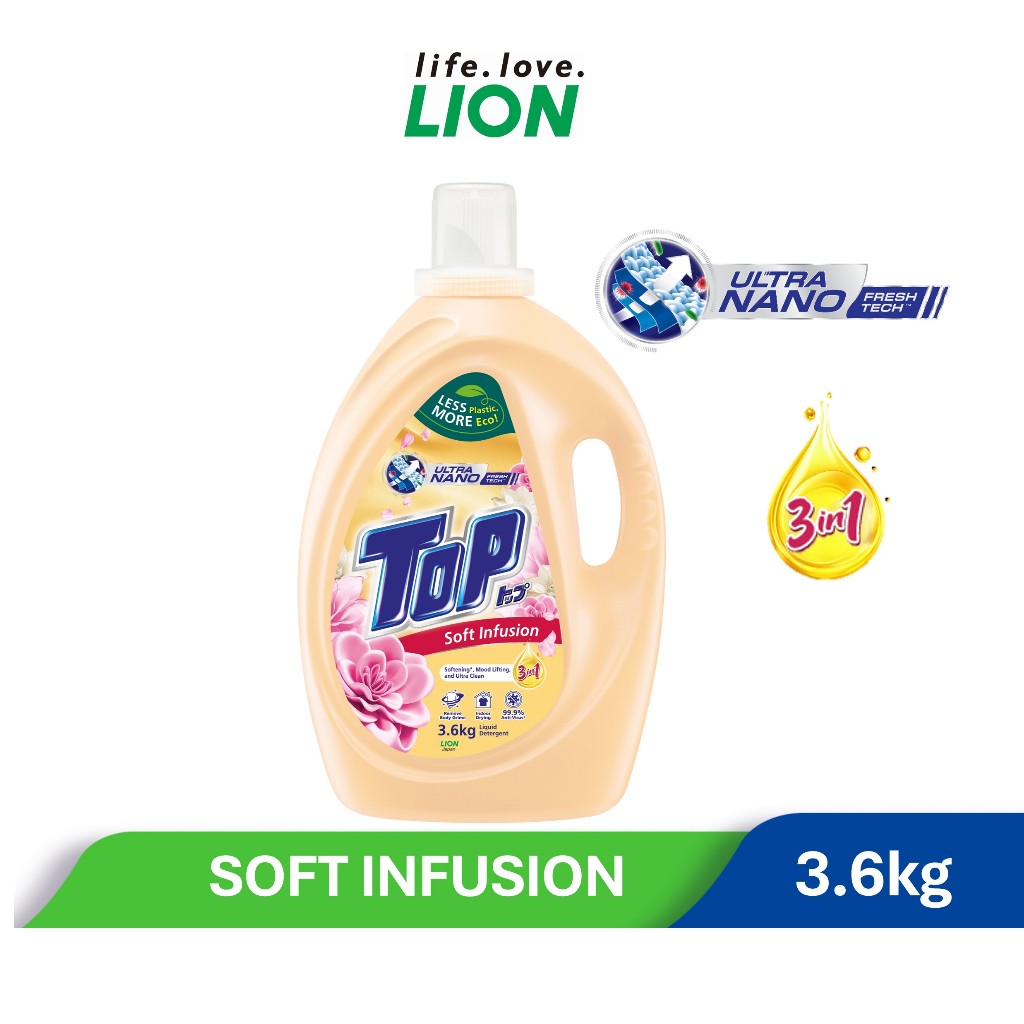 TOP Ultra Nano Fresh Tech Liquid Detergent 3in1 Soft Infusion Bottle 3 ...
