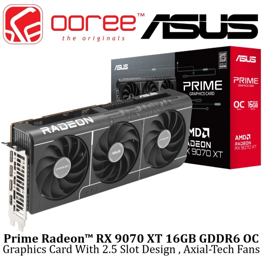 ASUS PRIME RADEON RX 9070 XT 16GB GDDR6 256BIT OC EDITION GRAPHICS CARD ...
