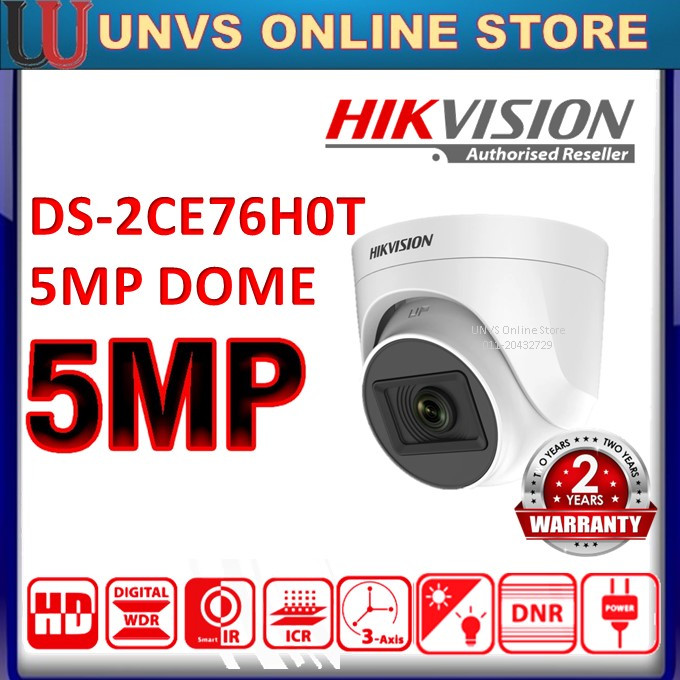 HIKVISION 5MP 1440P Full HD Indoor IR Dome HIK TVI Camera DS-2CE76H0T ...